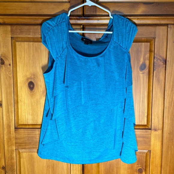 AB Studio | Tops | New Ab Studio Womens Blue Ruffle Business Casual ...